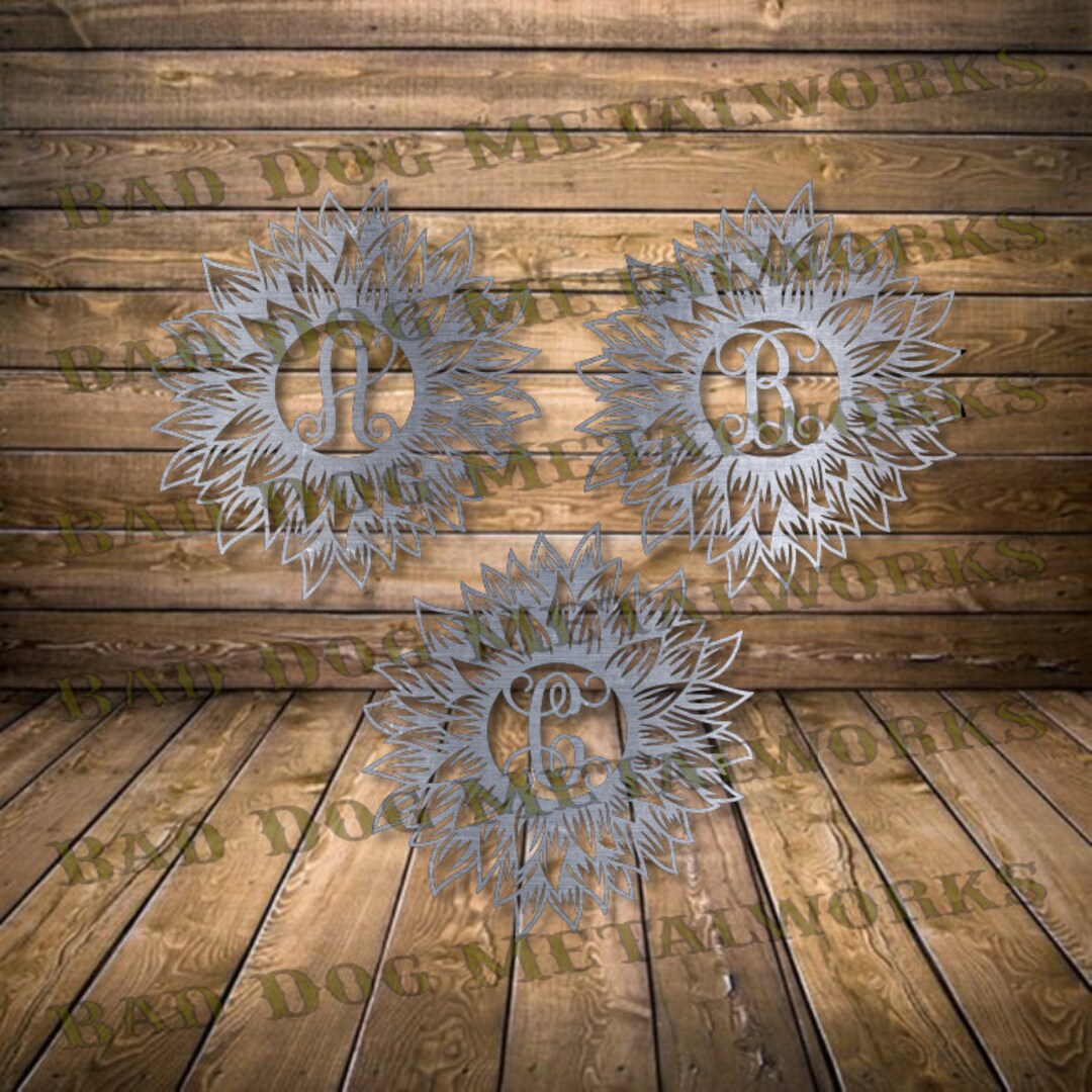 Sunflower Monogram Dxf/svg - Bad Dog Metalworks Digital Download ...