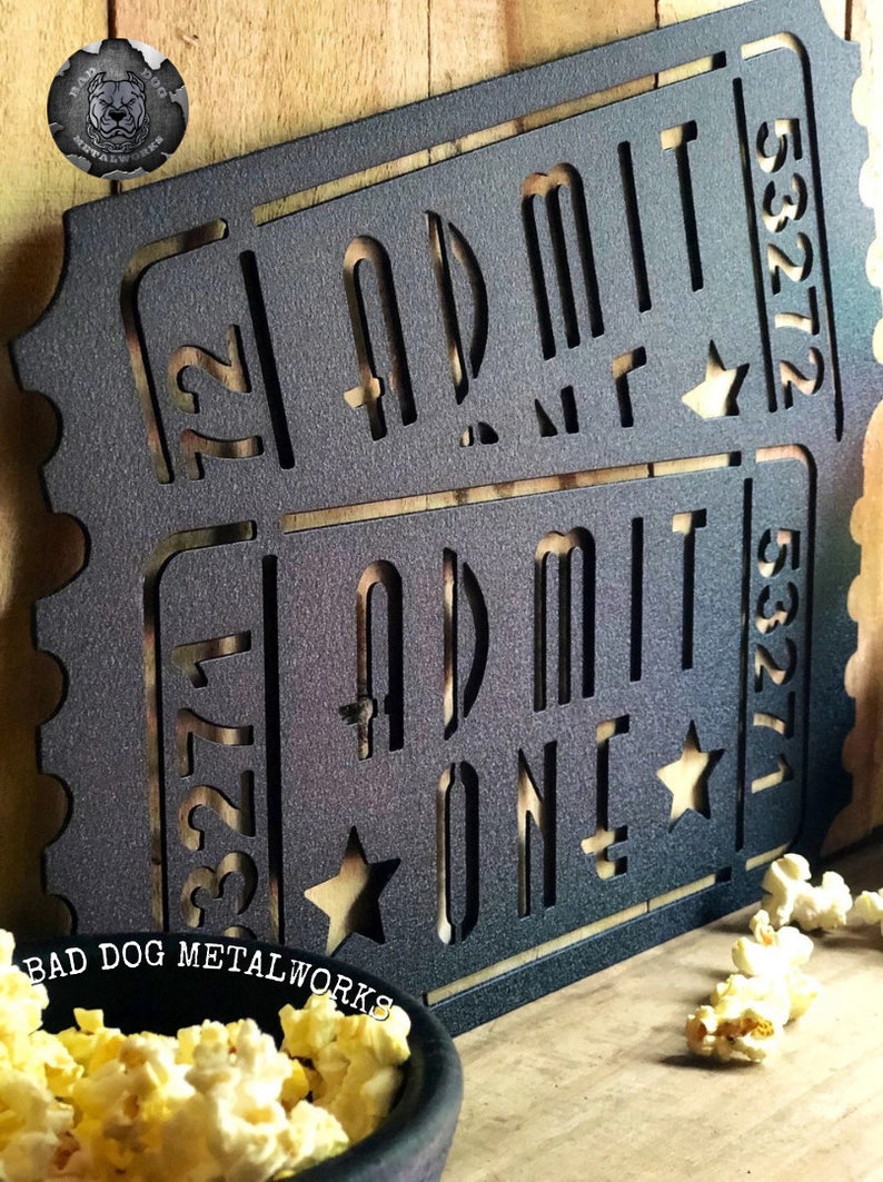 Admit One Retro Movie Ticket Sign Bad Dog Metalworks Home - Etsy