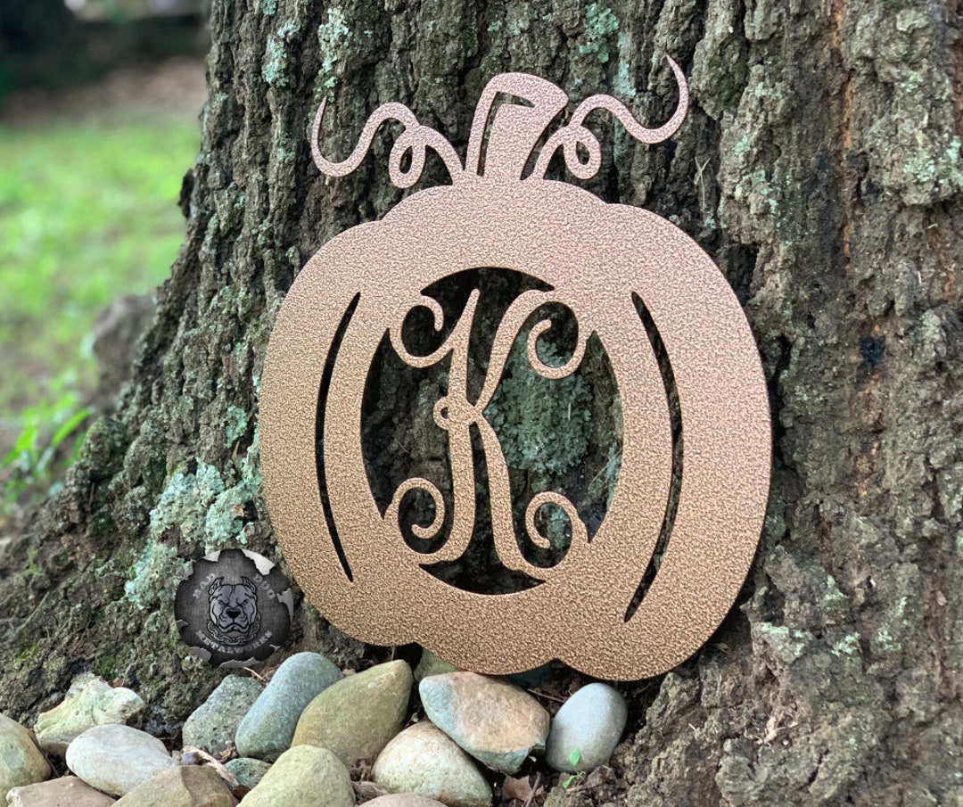 Personalized Pumpkin Monogram Halloween Décor - Bad Dog Metalworks Home ...