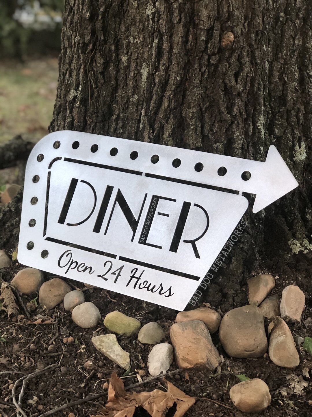 Diner Open 24 Hours Retro Metal Kitchen Decor - Bad Dog Metalworks Home ...