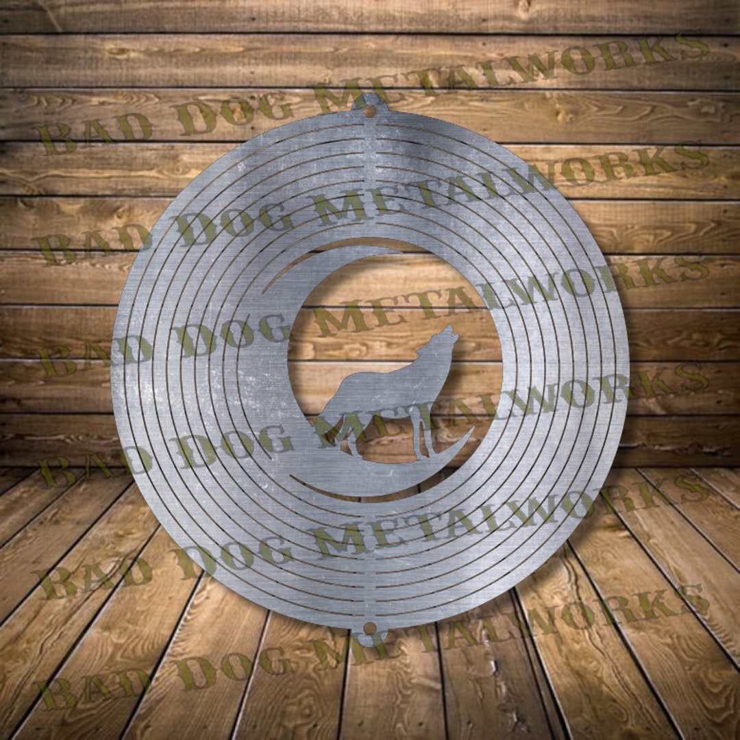 Howling Wolf Wind Spinner Dxf - Wind Spinner Svg - Bad Dog Metalworks ...