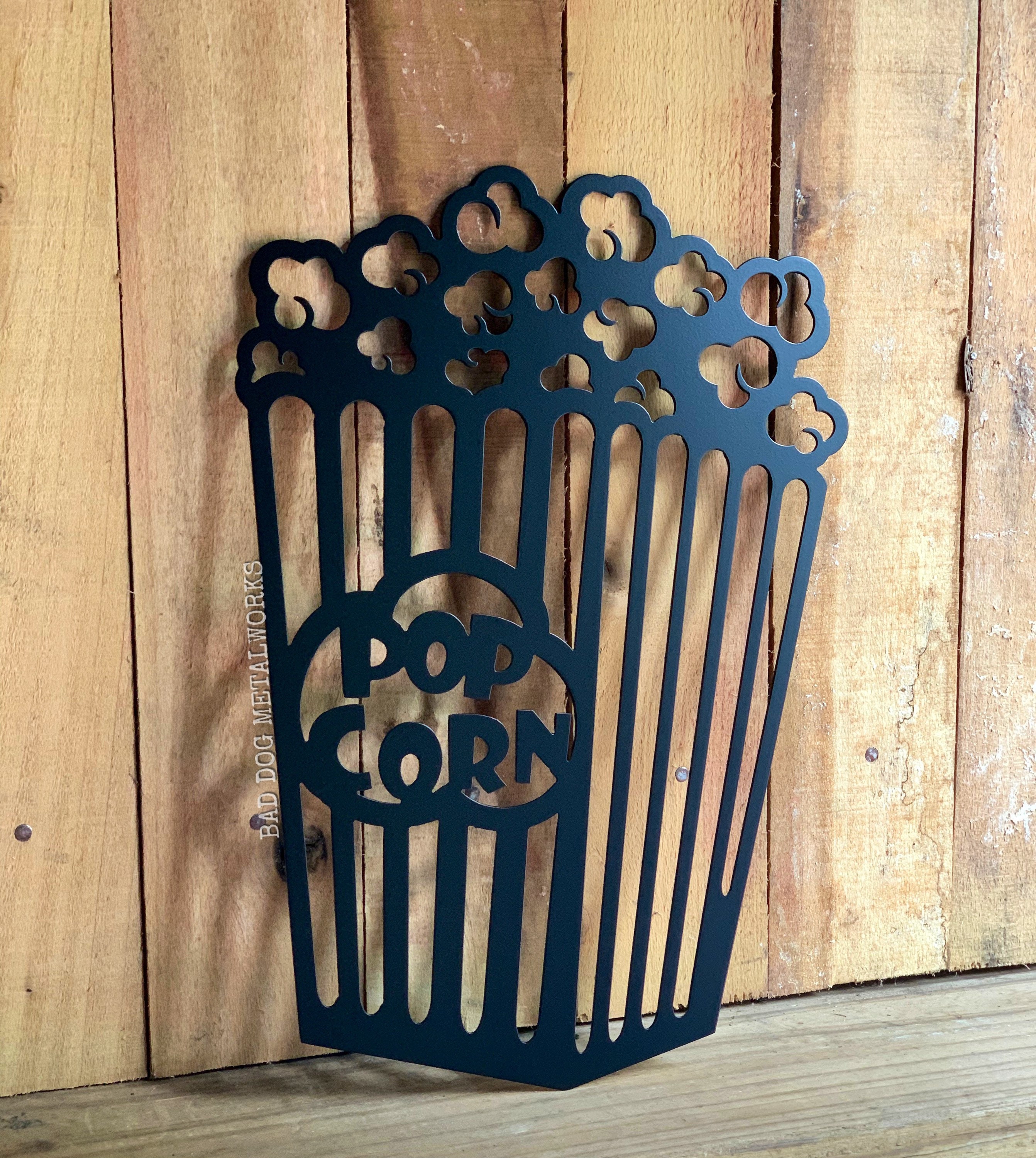 Retro Movie Theater Popcorn Metal Sign Bad Dog Metalworks | Etsy