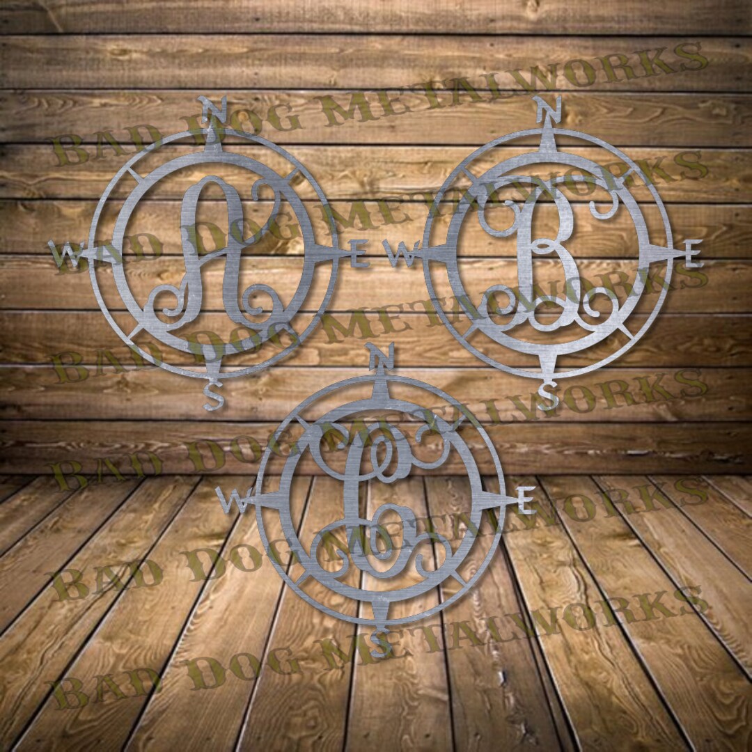 Compass Monograms Dxf/svg - Bad Dog Metalworks Digital Download - Laser ...