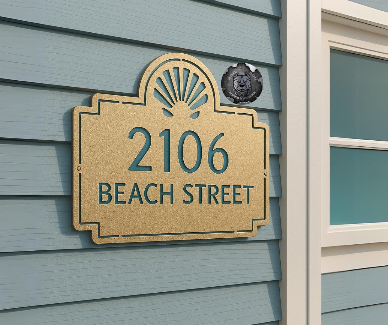 Beach Themed Seashell Address Plaque Personalized Sign - Bad Dog ...