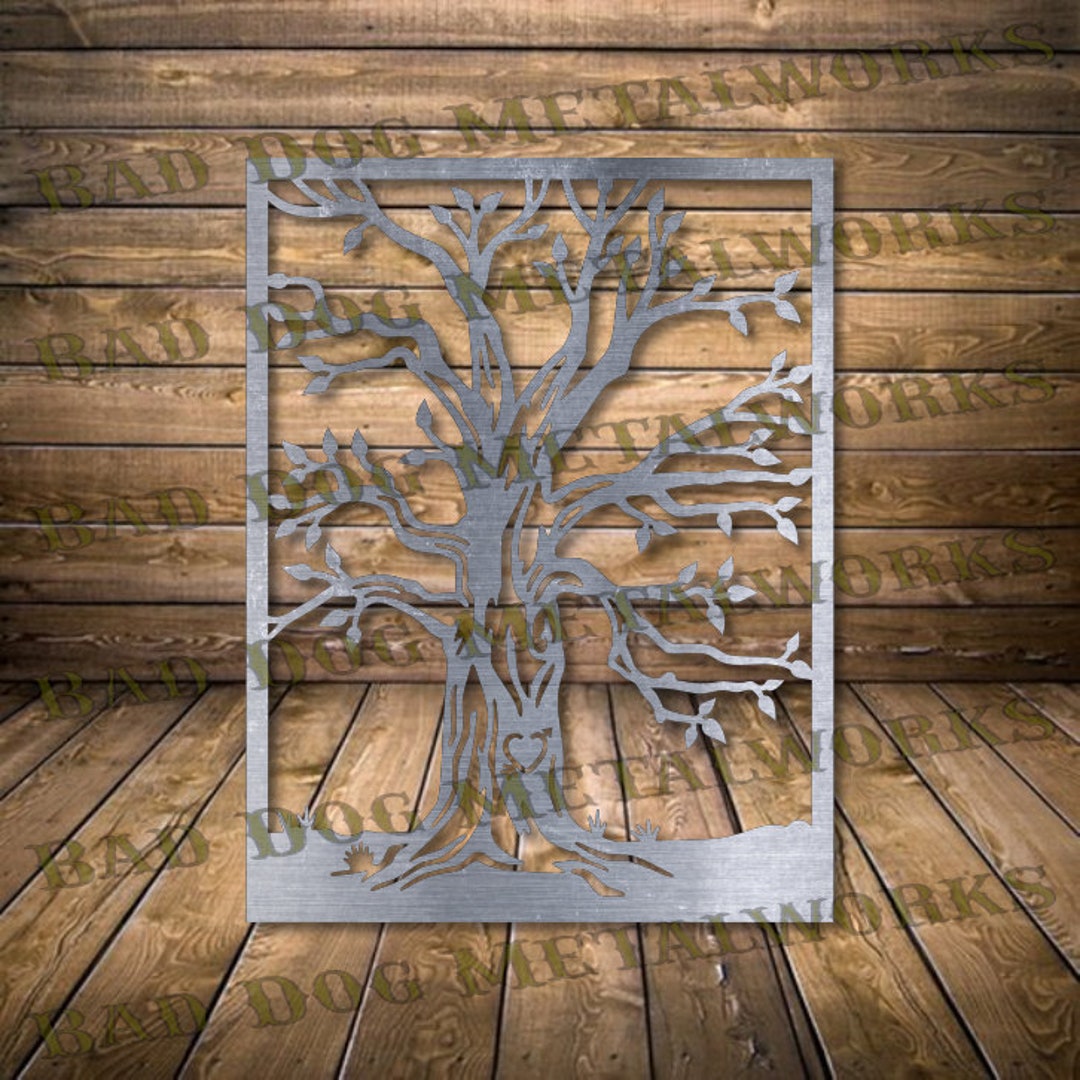 Árbol enmarcado DXF SVG Descarga digital de Bad Dog Metalworks Láser ...