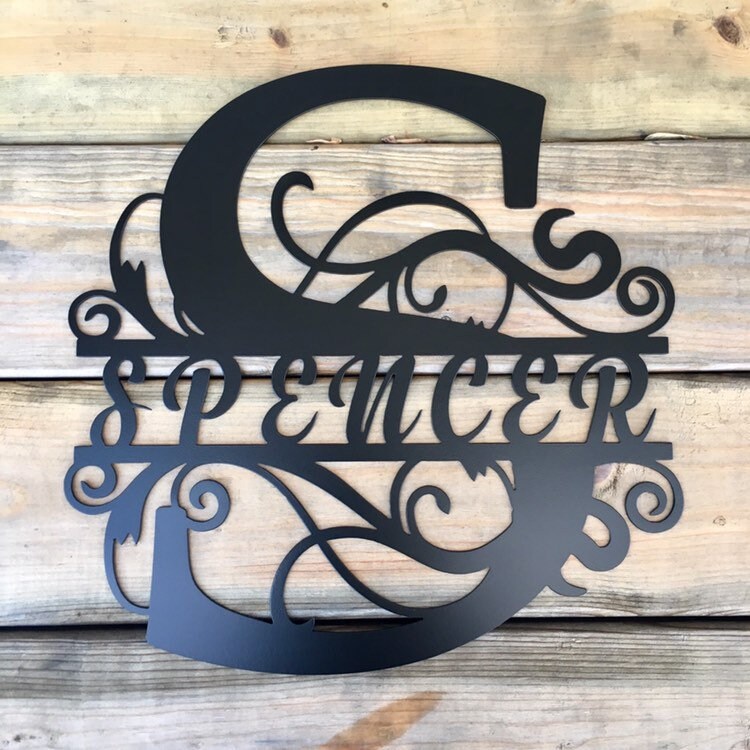 Split Letter Monogram Metal Sign Bad Dog Metalworks Home | Etsy