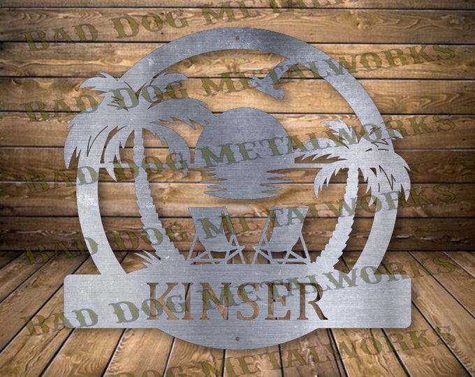 Sunset Beach Monogram Dxf and Svg Files Bad Dog Metalworks Digital ...