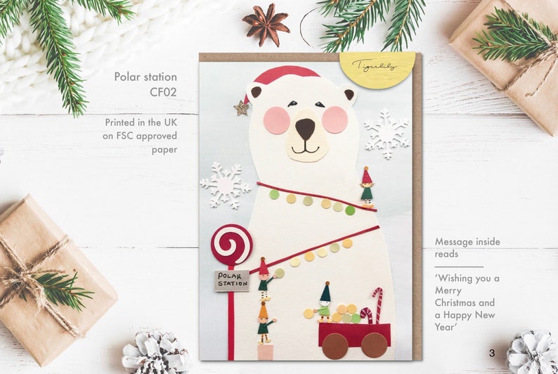 Polar Station, Christmas Card, Polar Bear, Christmas, Christmas Card - Etsy