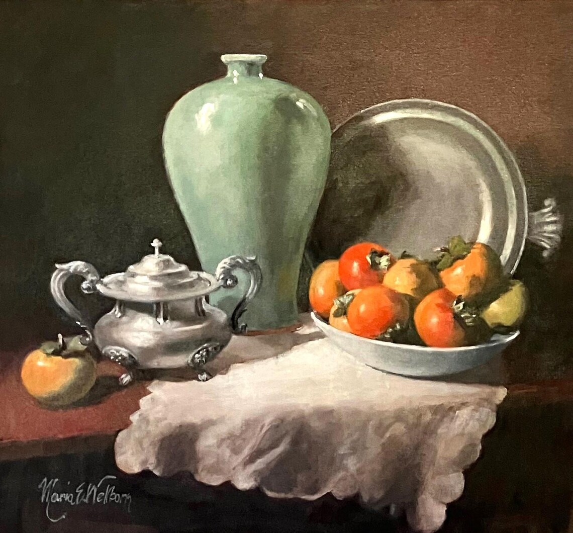 Still Life With Persimmons - Etsy