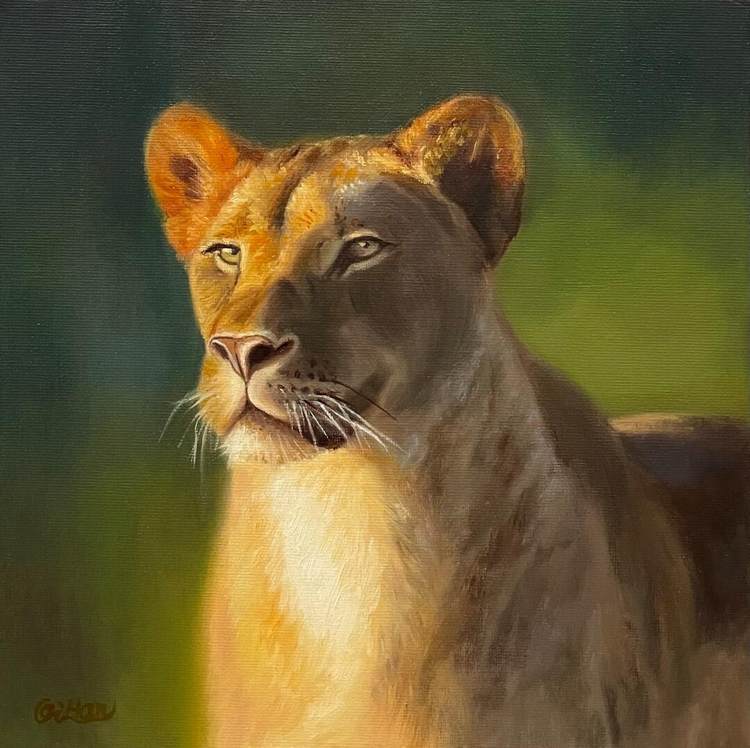 Original Oil Painting, Lioness Painting, Unique Gift & Present, Alla ...