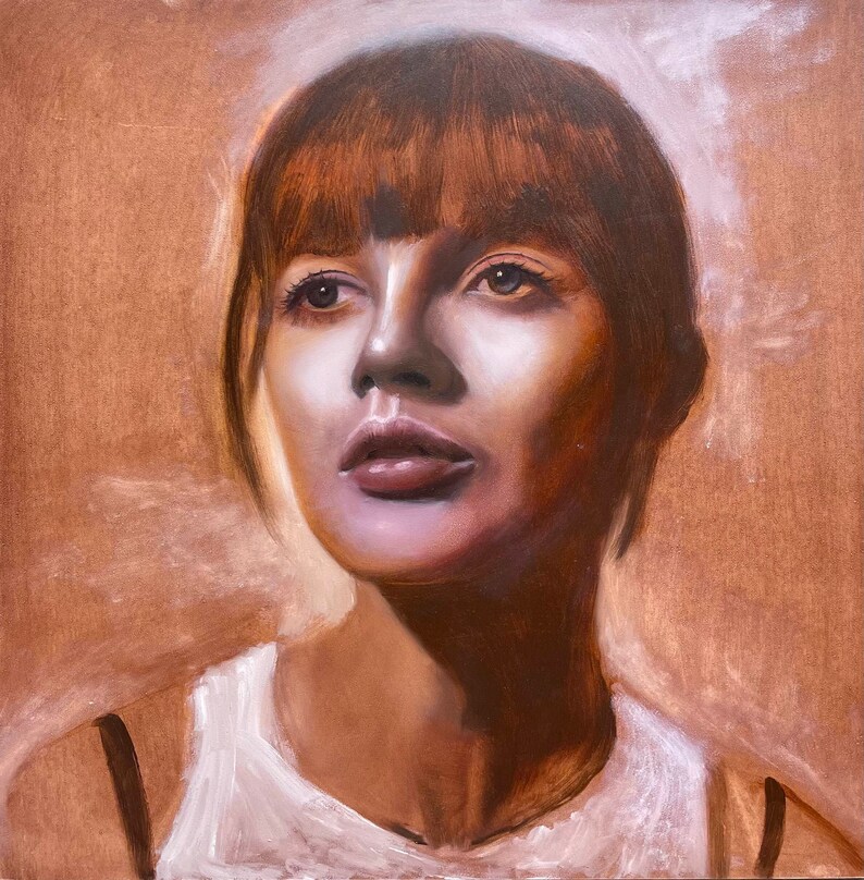 100% Hand Painted Oil Portrait, Custom Girl Portrait Painting From ...