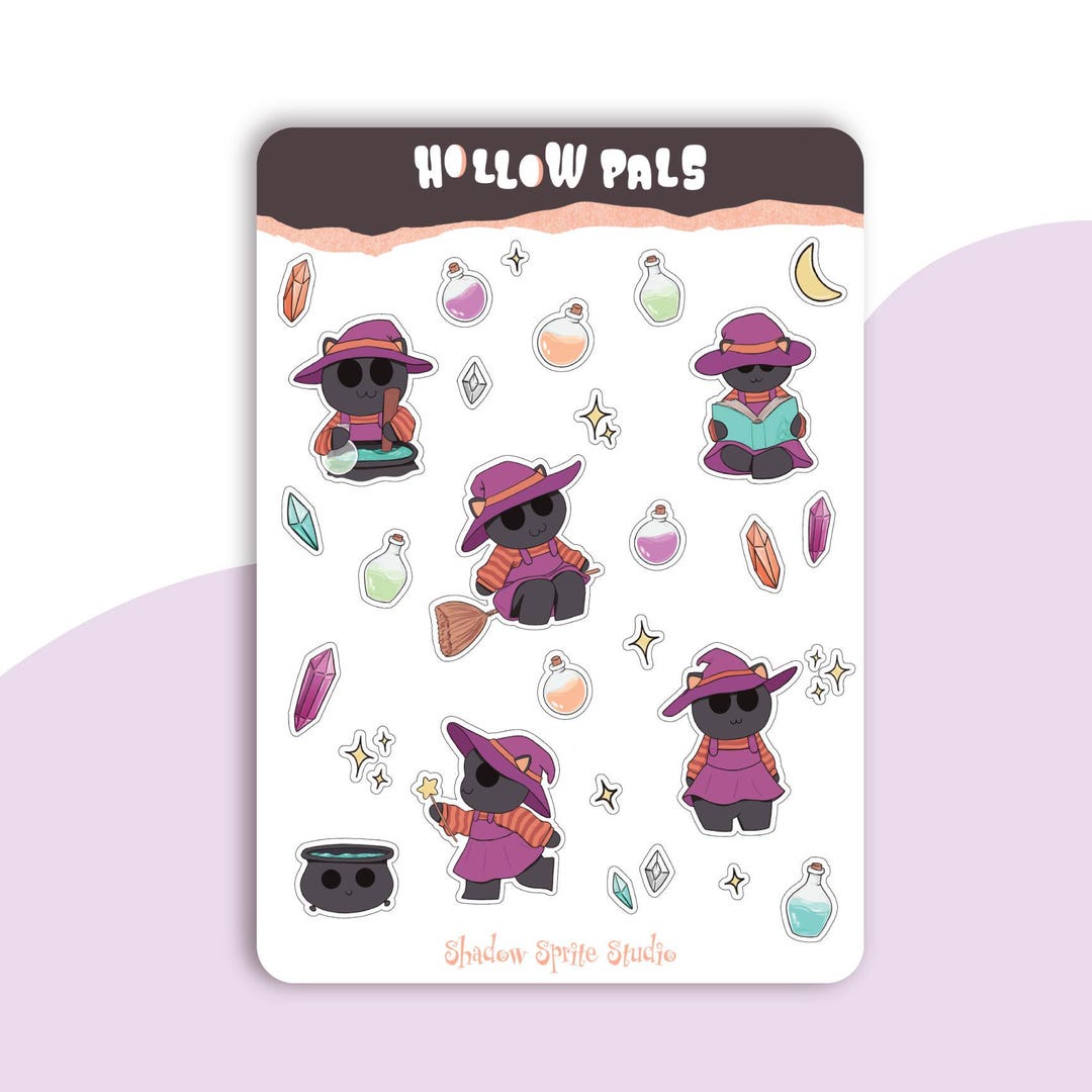Witch Cat Sticker Sheet - Etsy