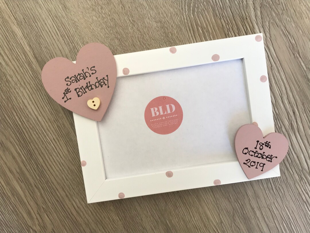 Personalised 1st Birthday Photo Frame - Polka Dot Picture Frame With ...