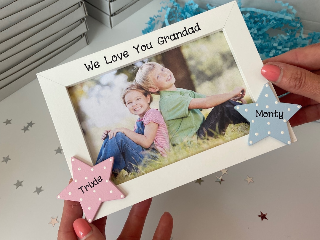 Personalised Handcrafted We Love You Grandad Photo Picture Frame ...