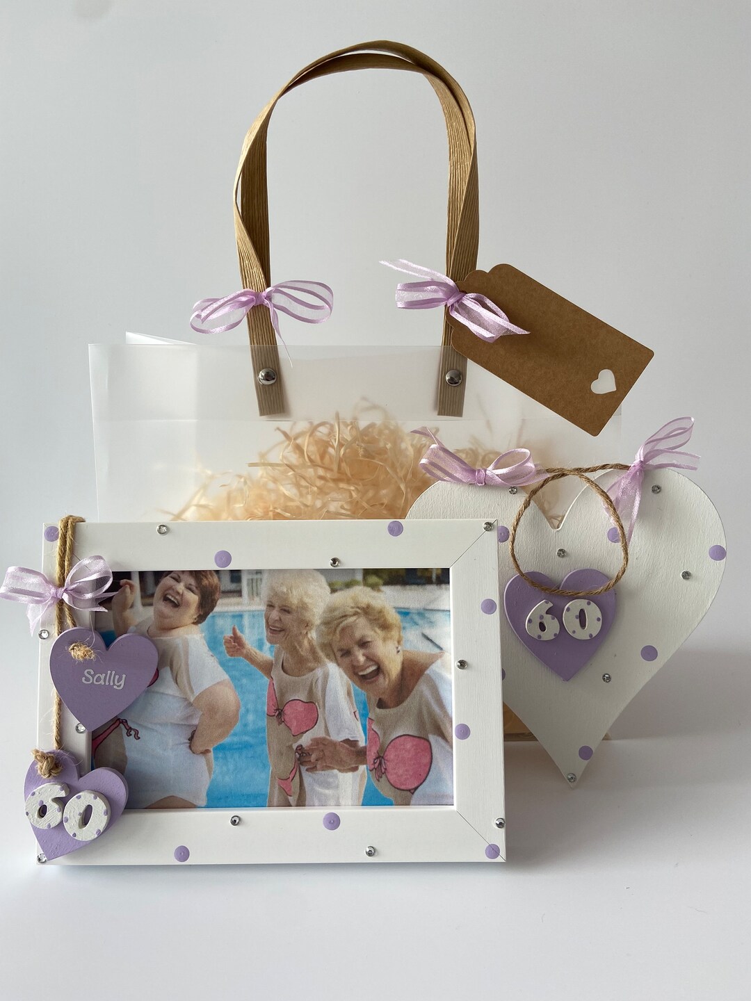 Personalised 60th Birthday Photo Frame Wooden Plaque Gift Hamper Bag ...