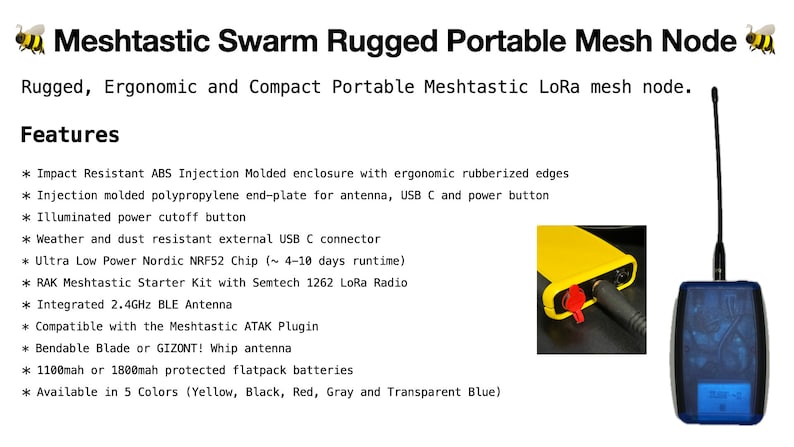 Meshtastic Swarm Rugged RAK NRF52 Handset Node With Lighted Power ...