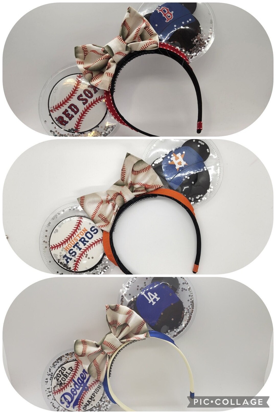 Baseball Minnie Ears Los Angeles Dodgers Houston Astros Boston Red Sox ...