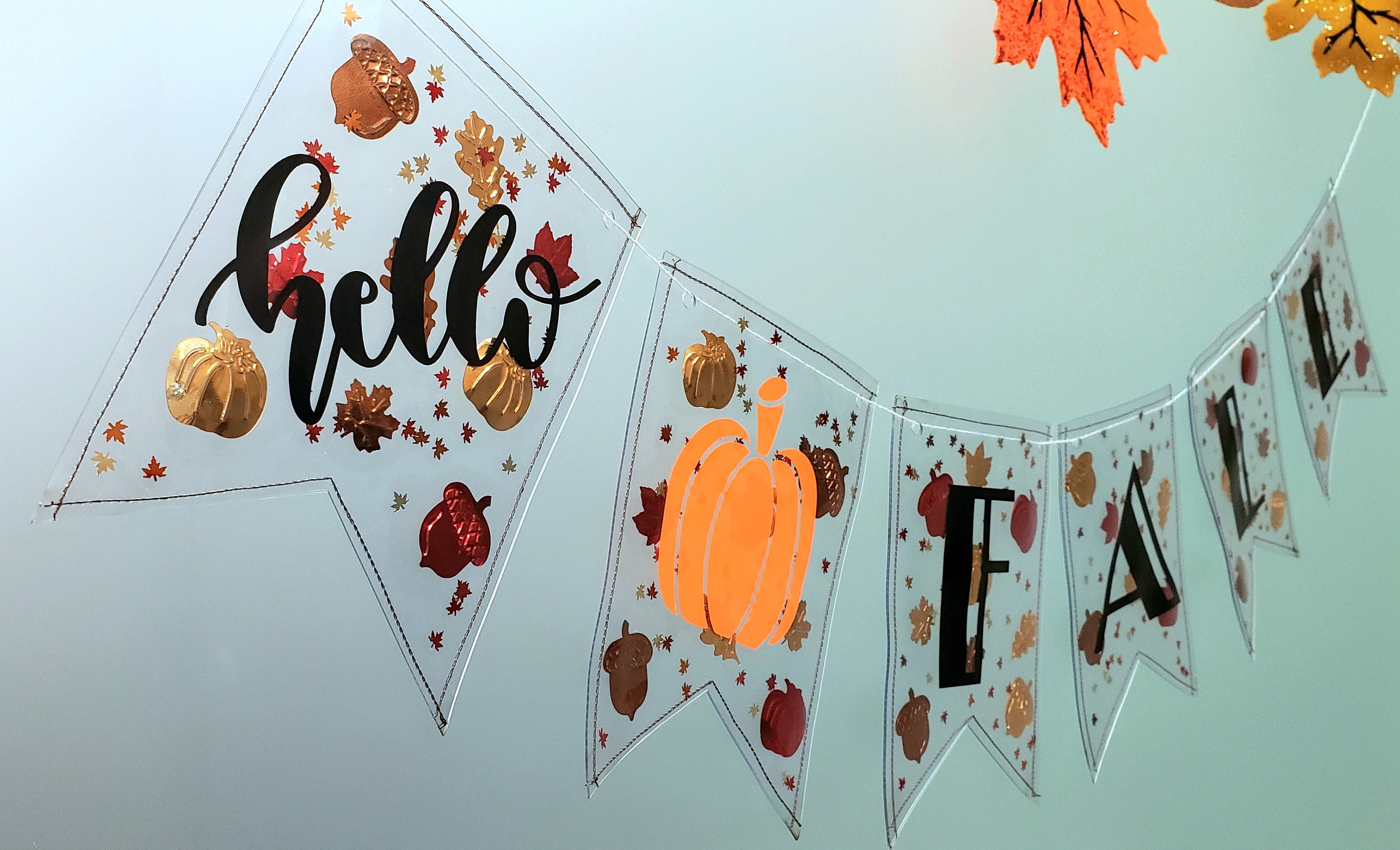 Hello Fall Clear Confetti Banner Autumn banner Fall Home | Etsy