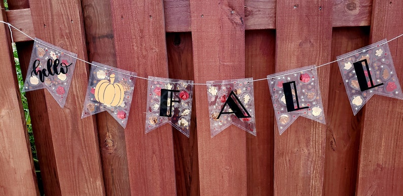 Hello Fall Clear Confetti Banner, Autumn Banner, Fall Home Decor, Happy ...