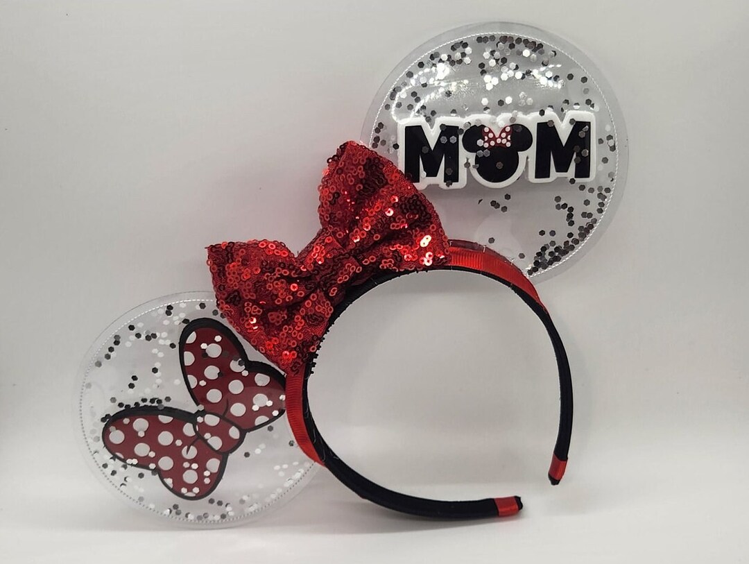 Mom Minnie Mouse Ears, Mothers Day Ears, Clearly Magic Clear Ears, - Etsy