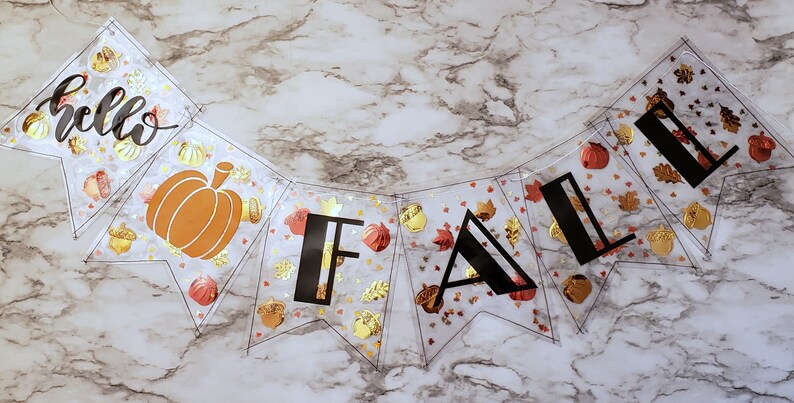 Hello Fall Clear Confetti Banner Autumn Banner Fall Home - Etsy