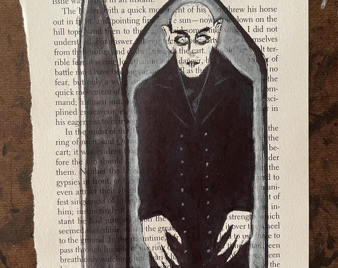 Original Nosferatu Vampire Illustration on Dracula Book Page Halloween ...