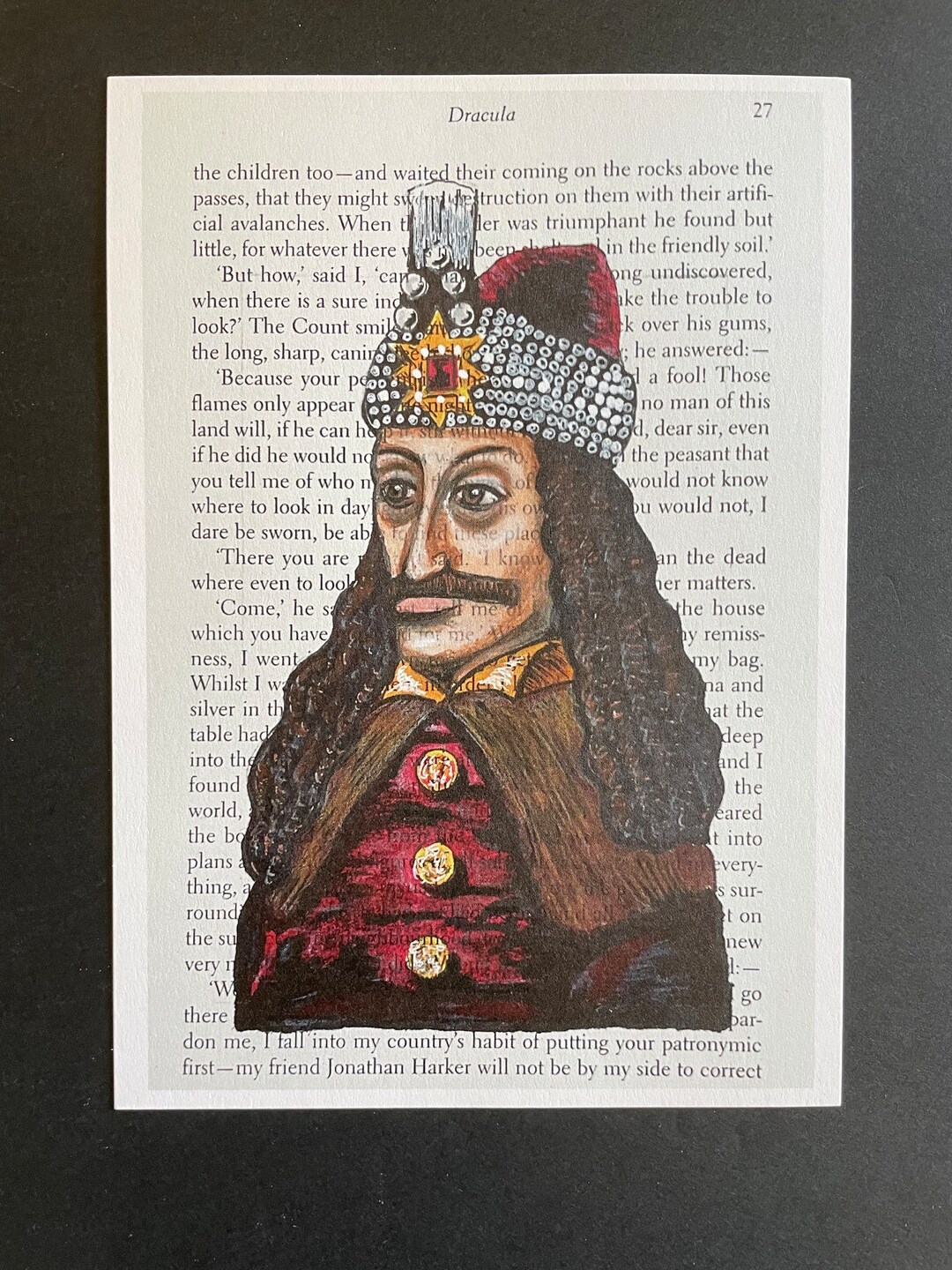 Vlad Dracula Illustration Print 5x7 Card Stock Halloween Decoration ...