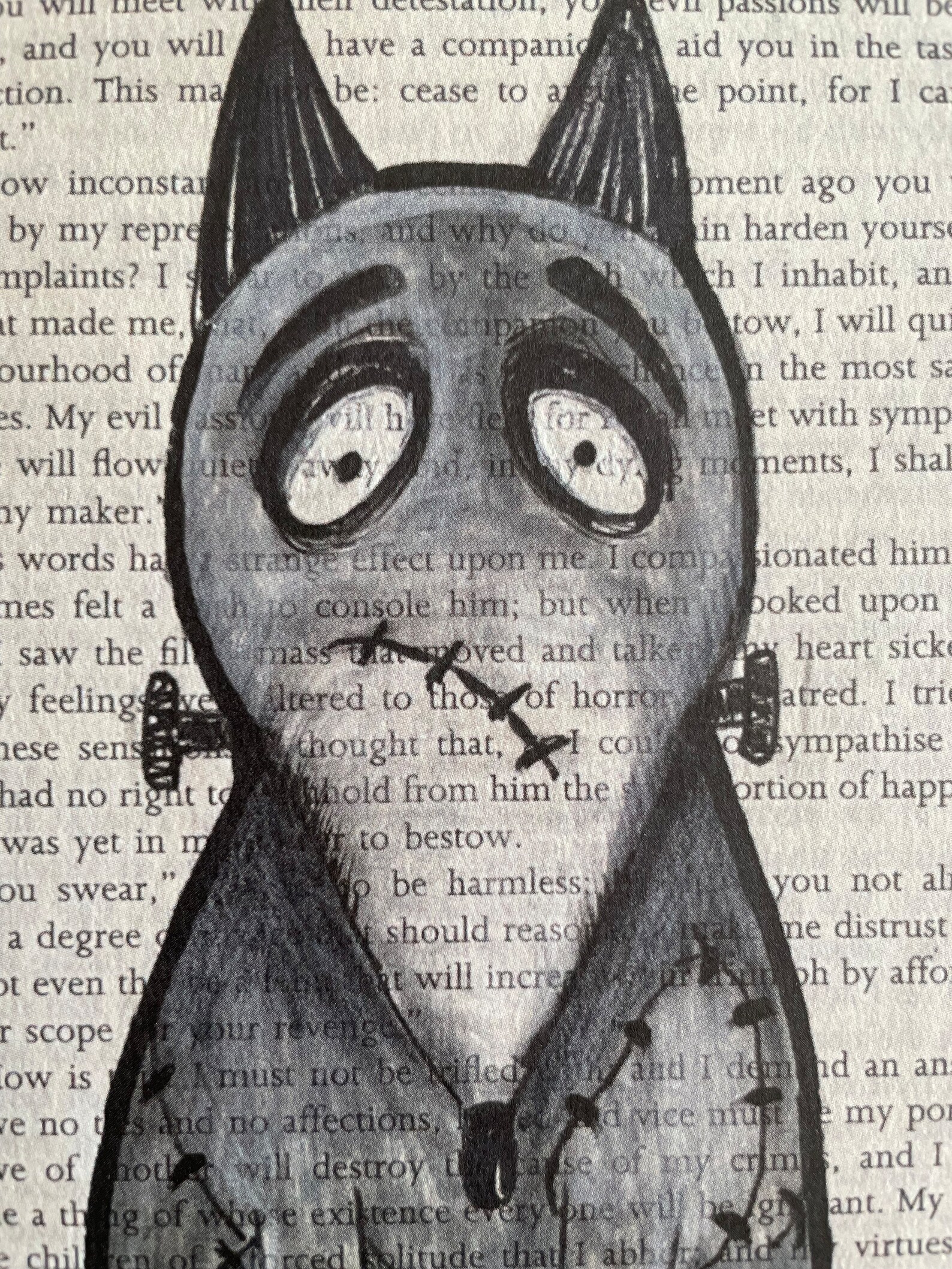 Original Tim Burton's Frankenweenie Illustration on Book Page Halloween ...