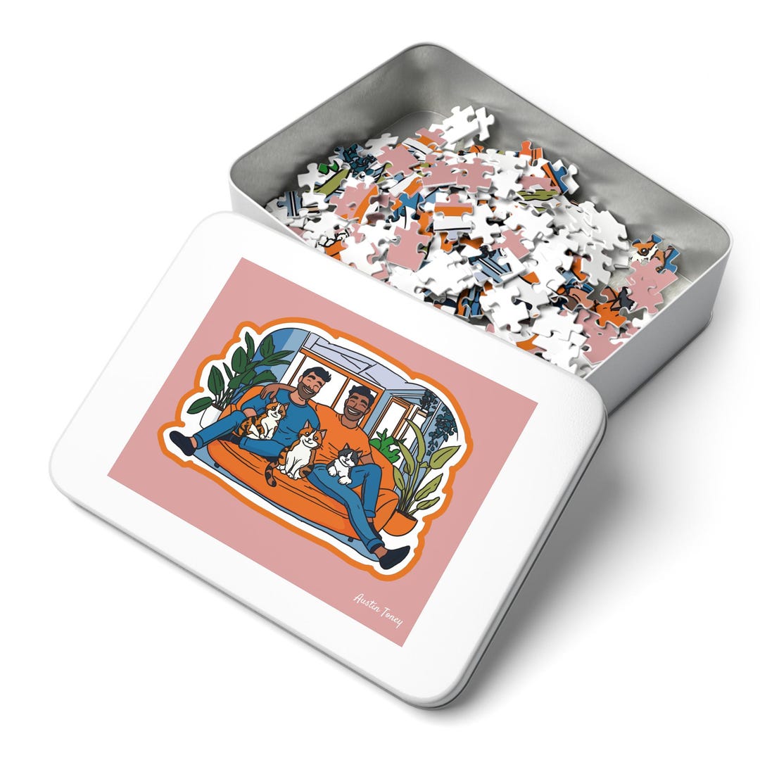 Retro Vibes: Millennial Gay Couple Puzzle (252, 500,1000-piece) - Etsy