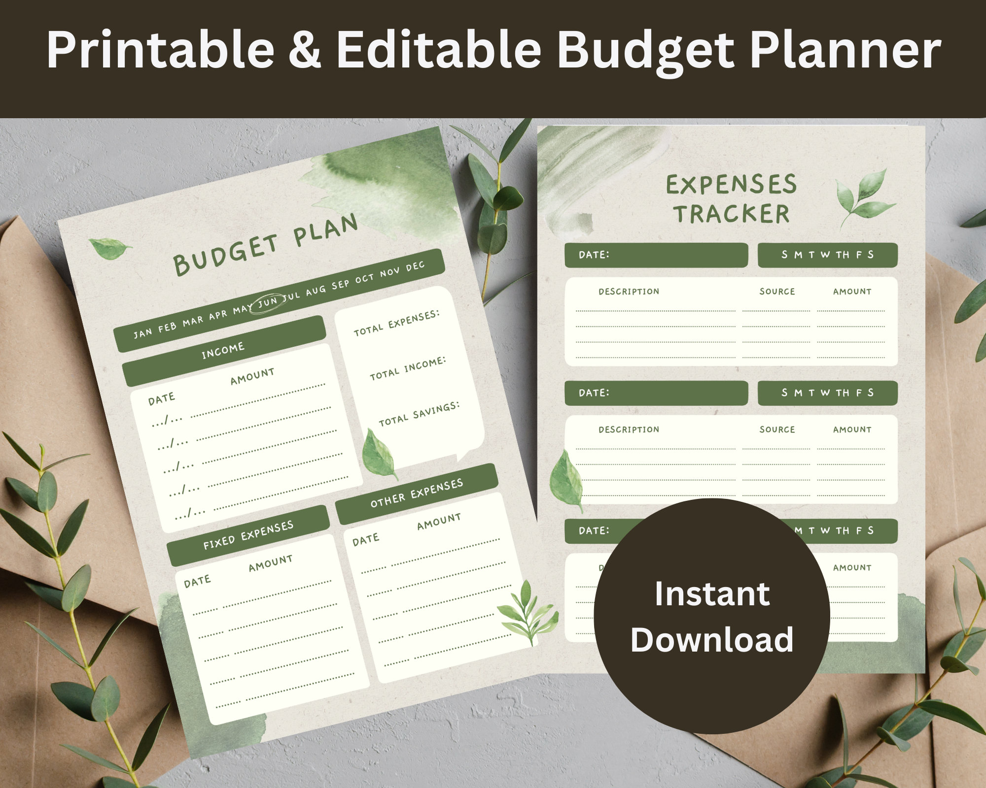 Budget Planner, Digital Planner, Instant Download, Printable Planner ...