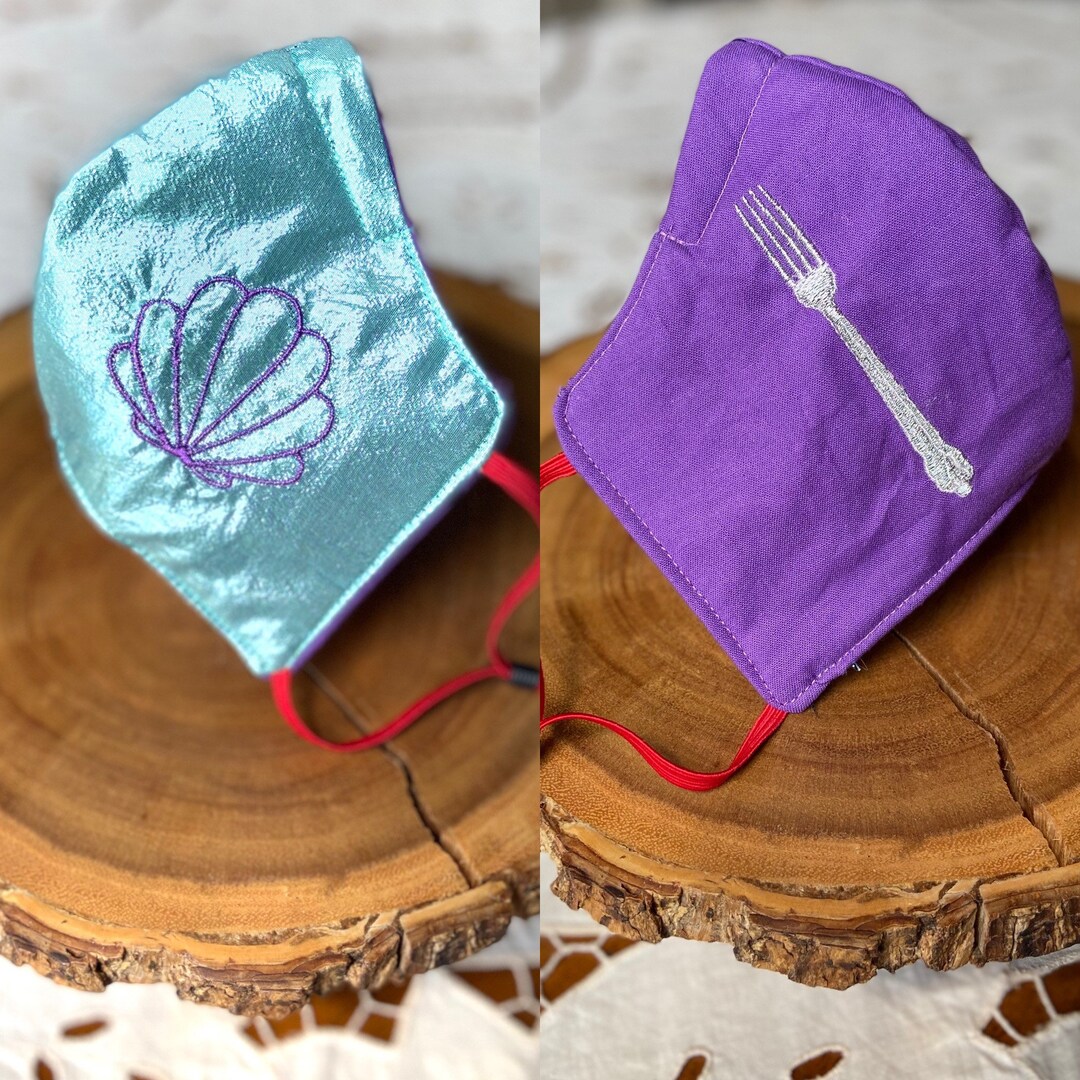 Ariel Little Mermaid Inspired Reversible Face Mask With Built - Etsy