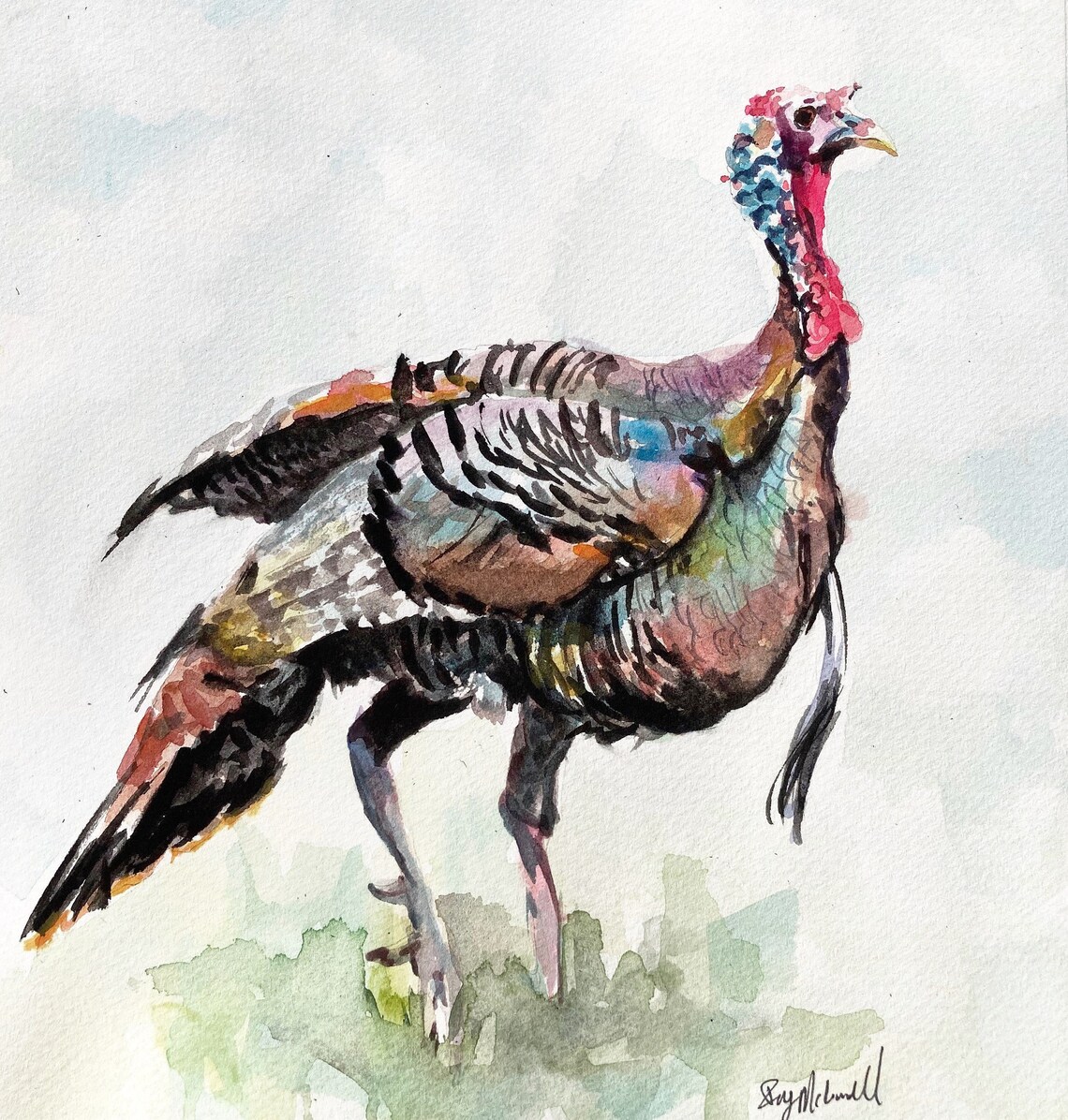 Colorful Turkey Watercolor Print-turkey Art-turkey Decor | Etsy