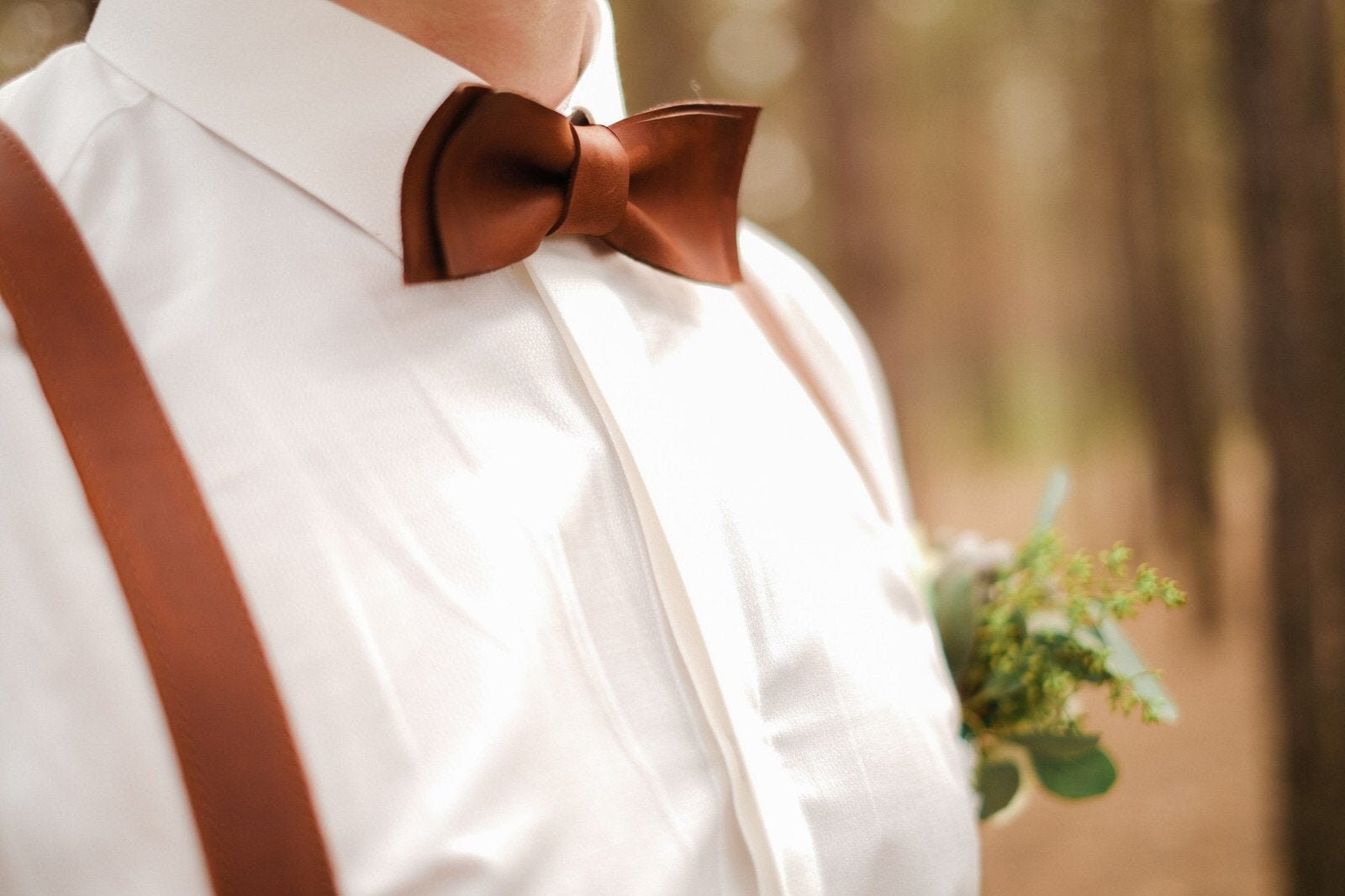 Leather bow tie Brown bowties personalized Groomsmen Wedding | Etsy