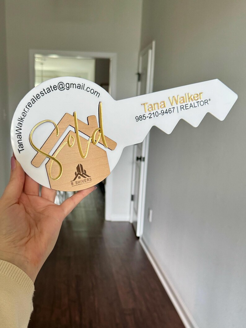 Real Estate Agent Key Decor | Acrylic & Wood Engraved Key Cutout ...