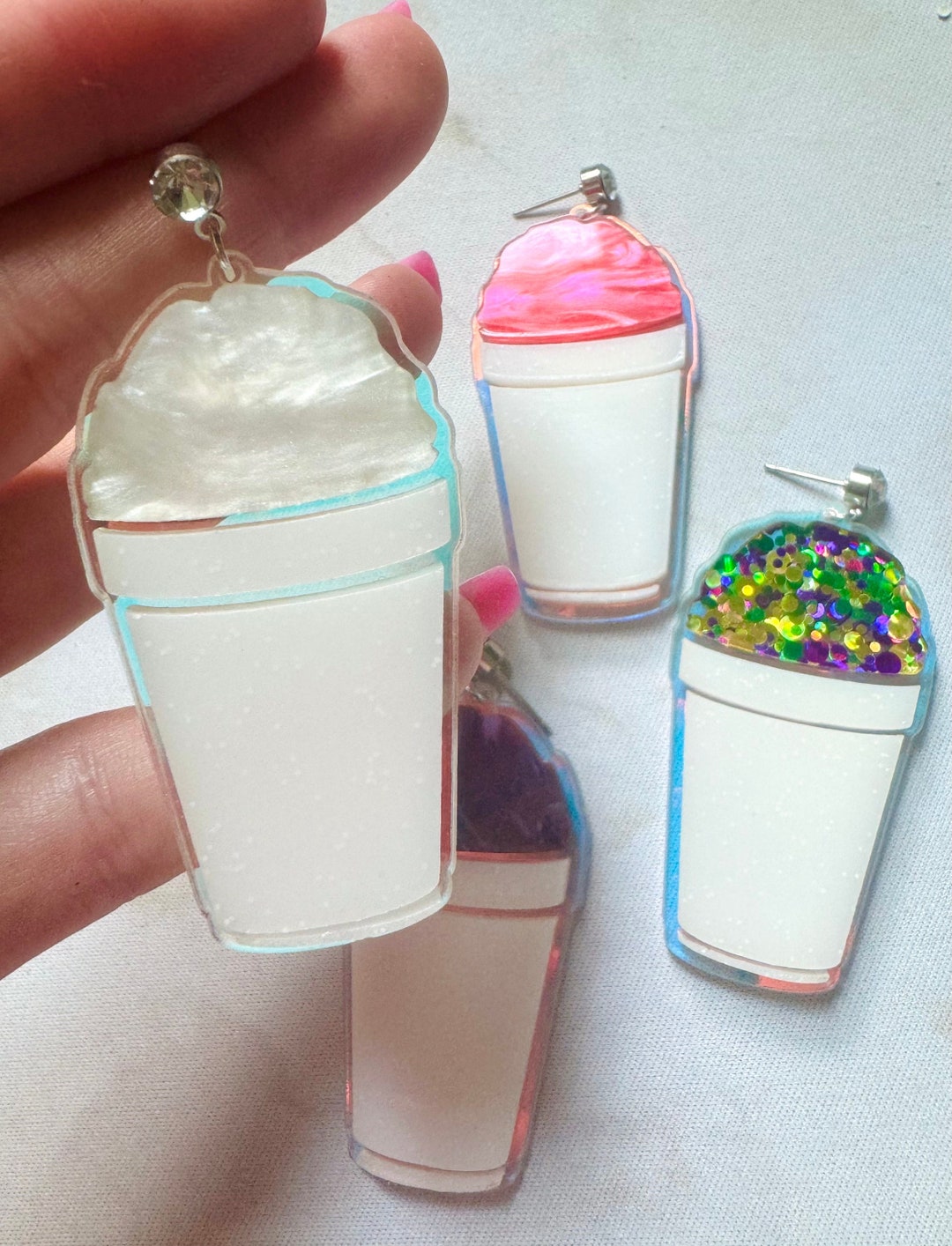 Louisiana New Orleans Snowball Snoball Snowcone Acrylic Summer Earrings ...