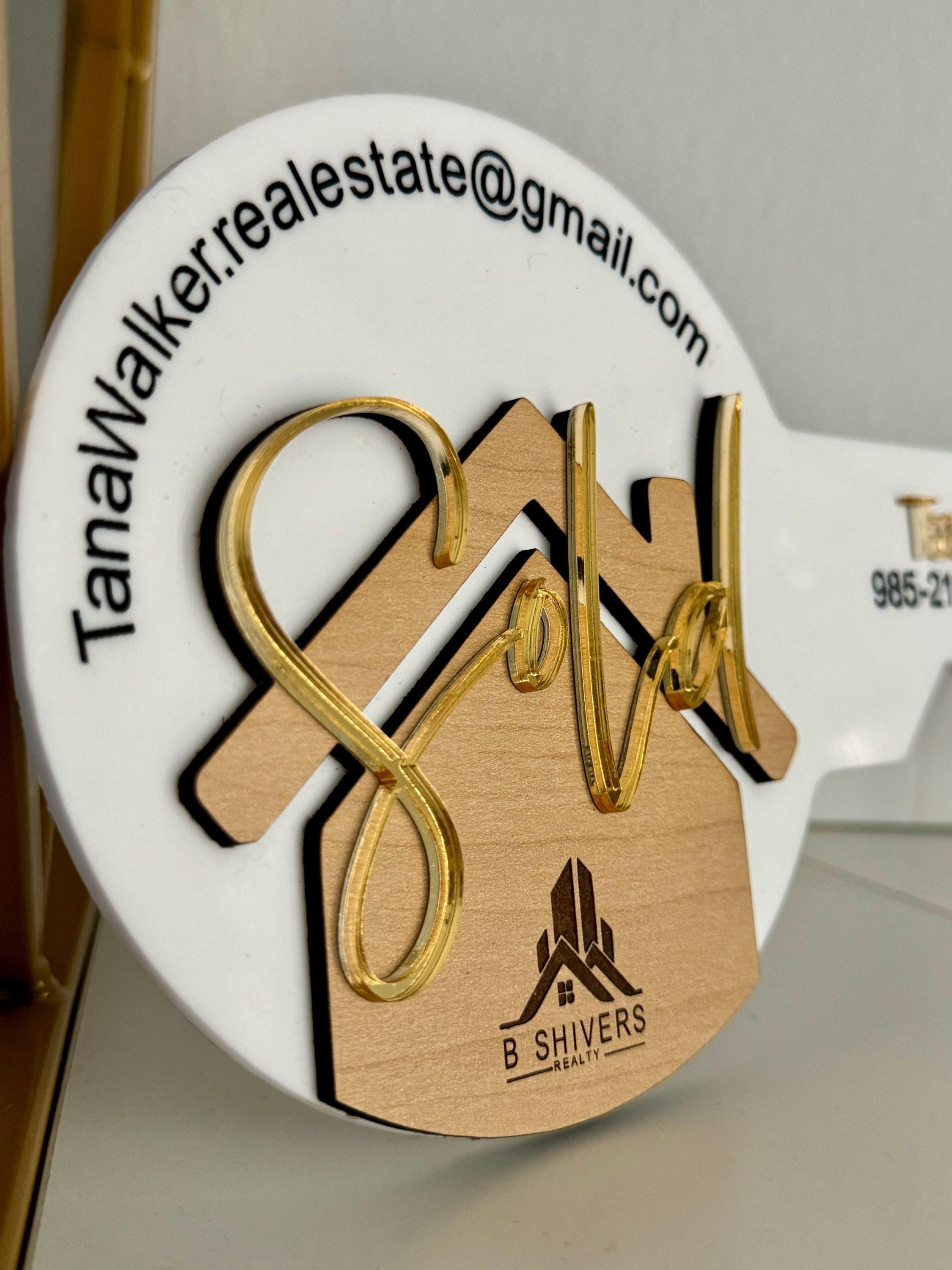 Real Estate Agent Key Decor | Acrylic & Wood Engraved Key Cutout ...