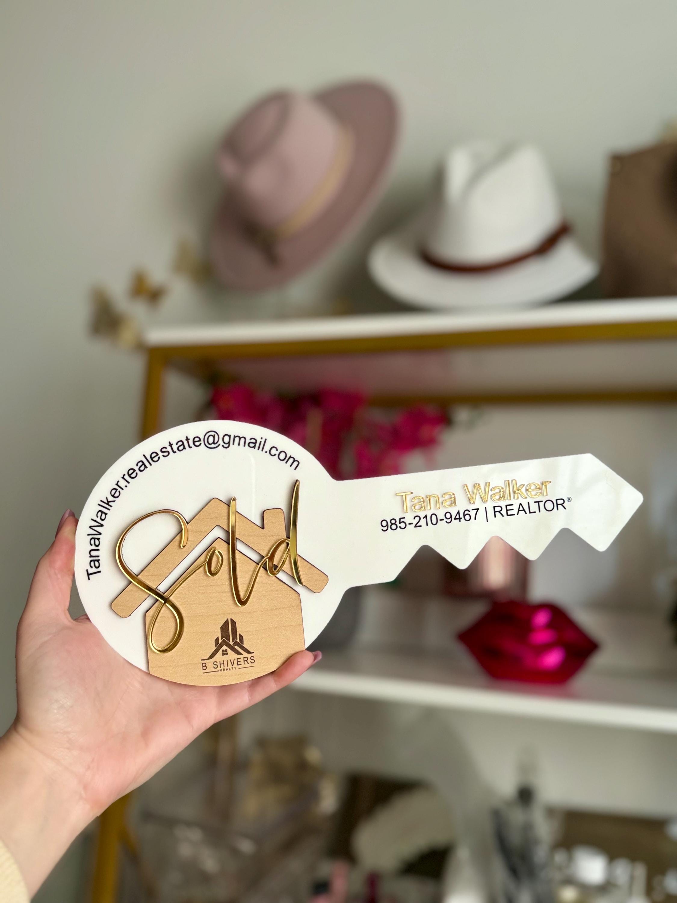 Real Estate Agent Key Decor | Acrylic & Wood Engraved Key Cutout ...
