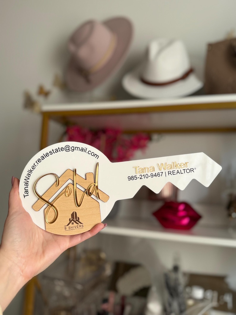 Real Estate Agent Key Decor | Acrylic & Wood Engraved Key Cutout ...