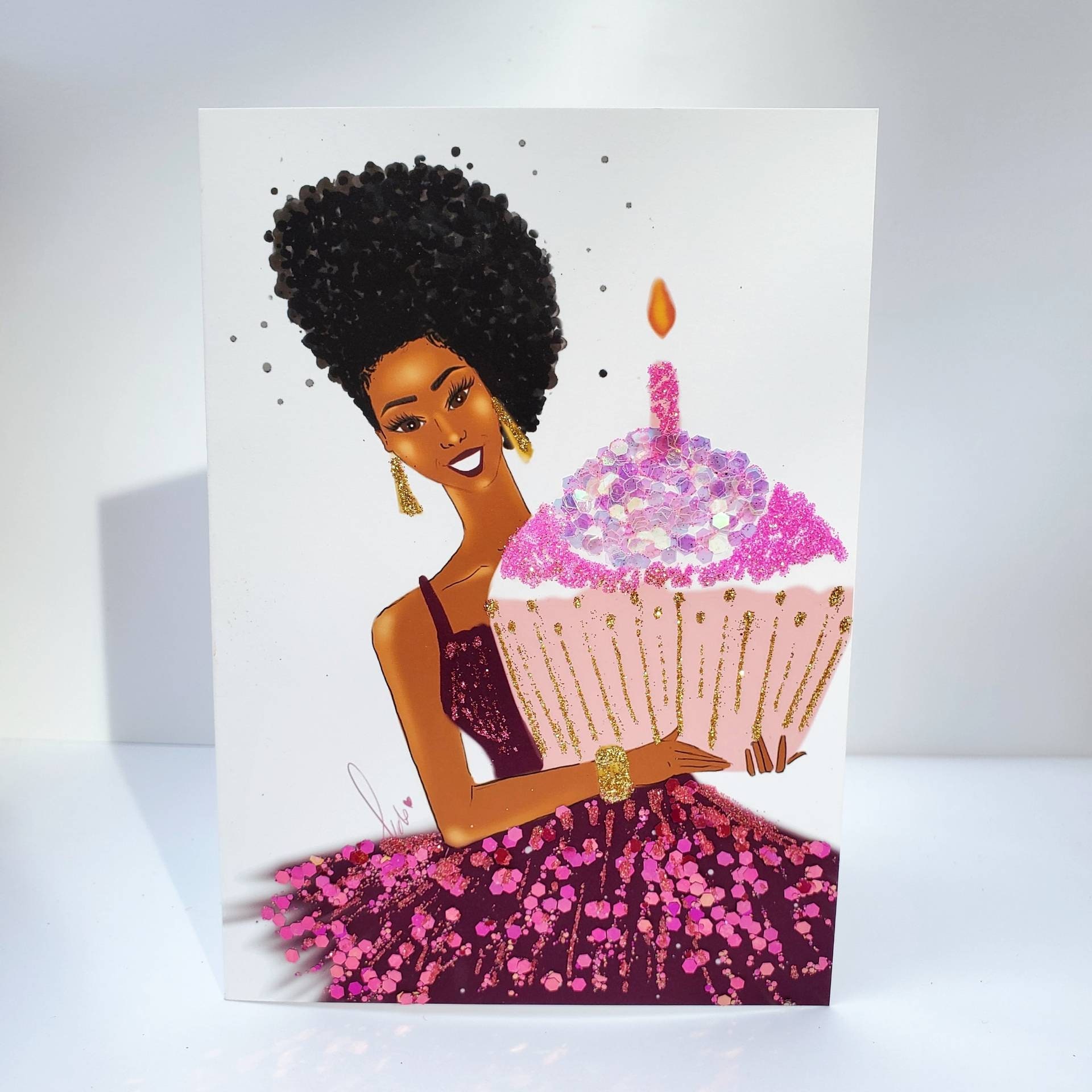 Happy Birthday/cupcake Black Girl Happy Birthday Black - Etsy