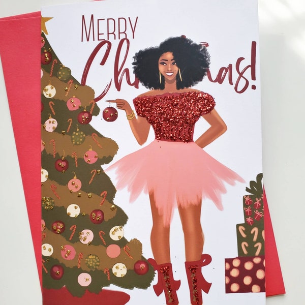 Black Girl Holiday Card - Etsy