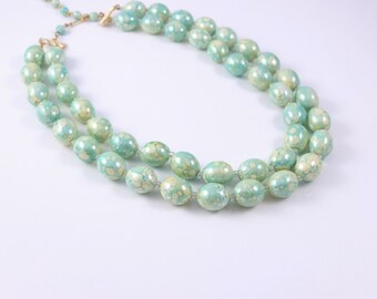 Beaded blue necklace | Etsy