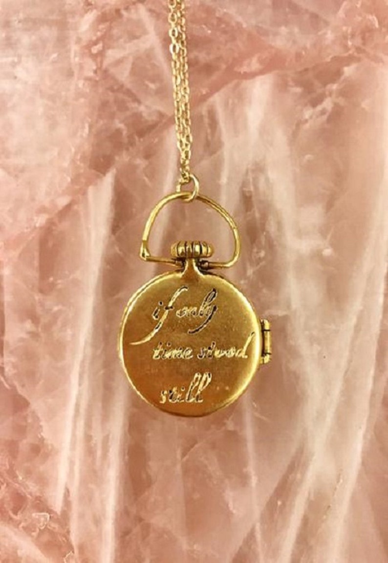 Gold Jewelry Clock at 11:11 Locket Gold Chain Necklace Hand Sculpted in ...