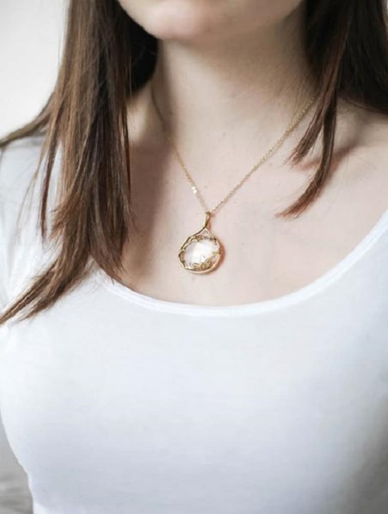 Gold Floral Monocle Necklace Jewelry for Women With Floral Branches ...