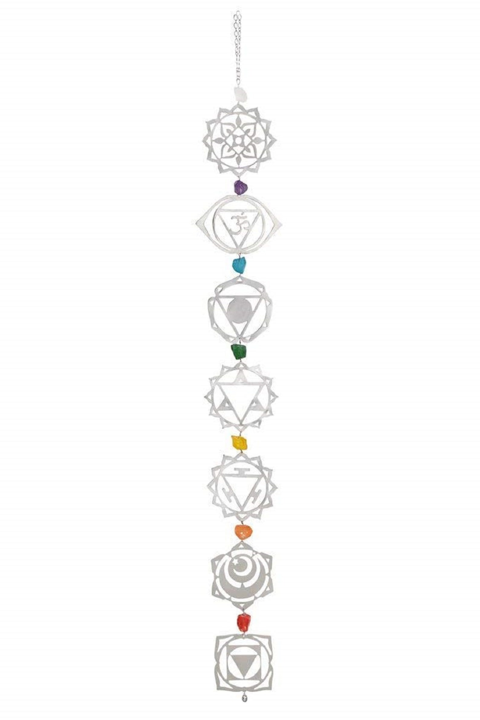 Chakra Yoga Chime Wall Decor- Brass Symbols With Quartz Stones ...