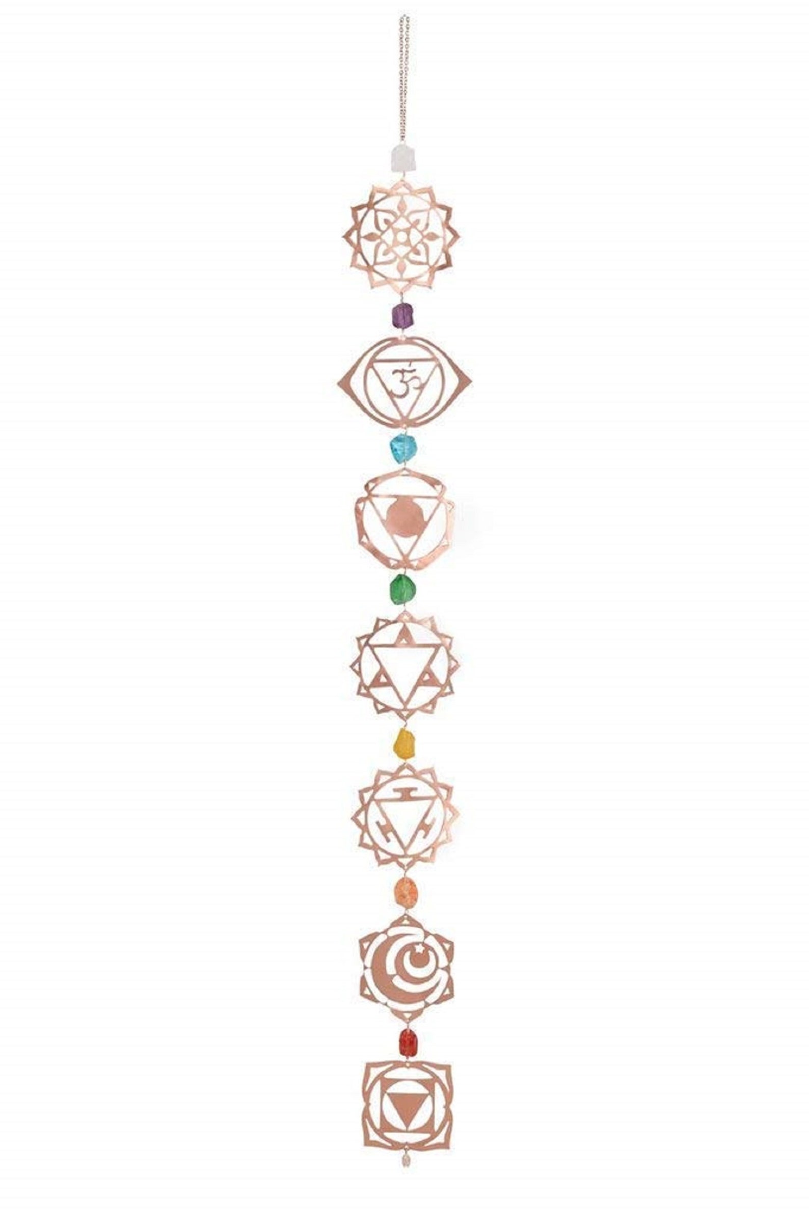 Chakra Yoga Chime Wall Decor- Brass Symbols With Quartz Stones ...