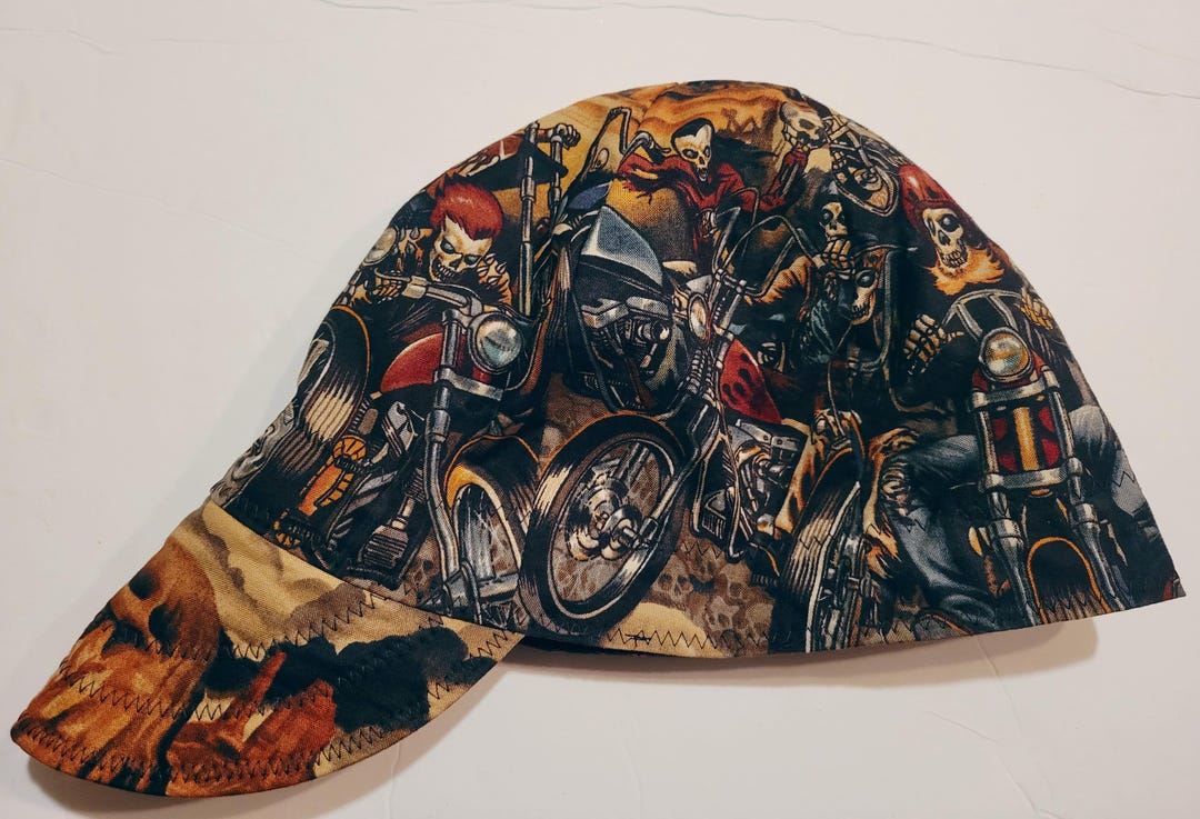 Ready to Ship - XL - Skull Biker Skeleton Motorcycle - Welding Cap ...