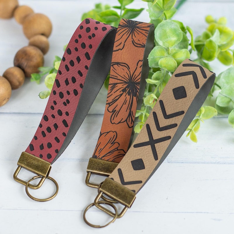 Faux Leather Keychain - Etsy