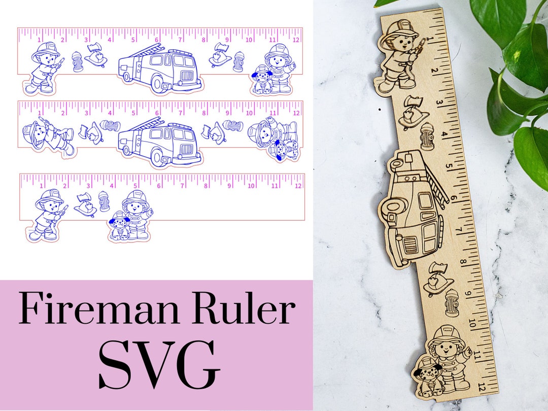 Fireman Ruler Laser Cut SVG File - Etsy
