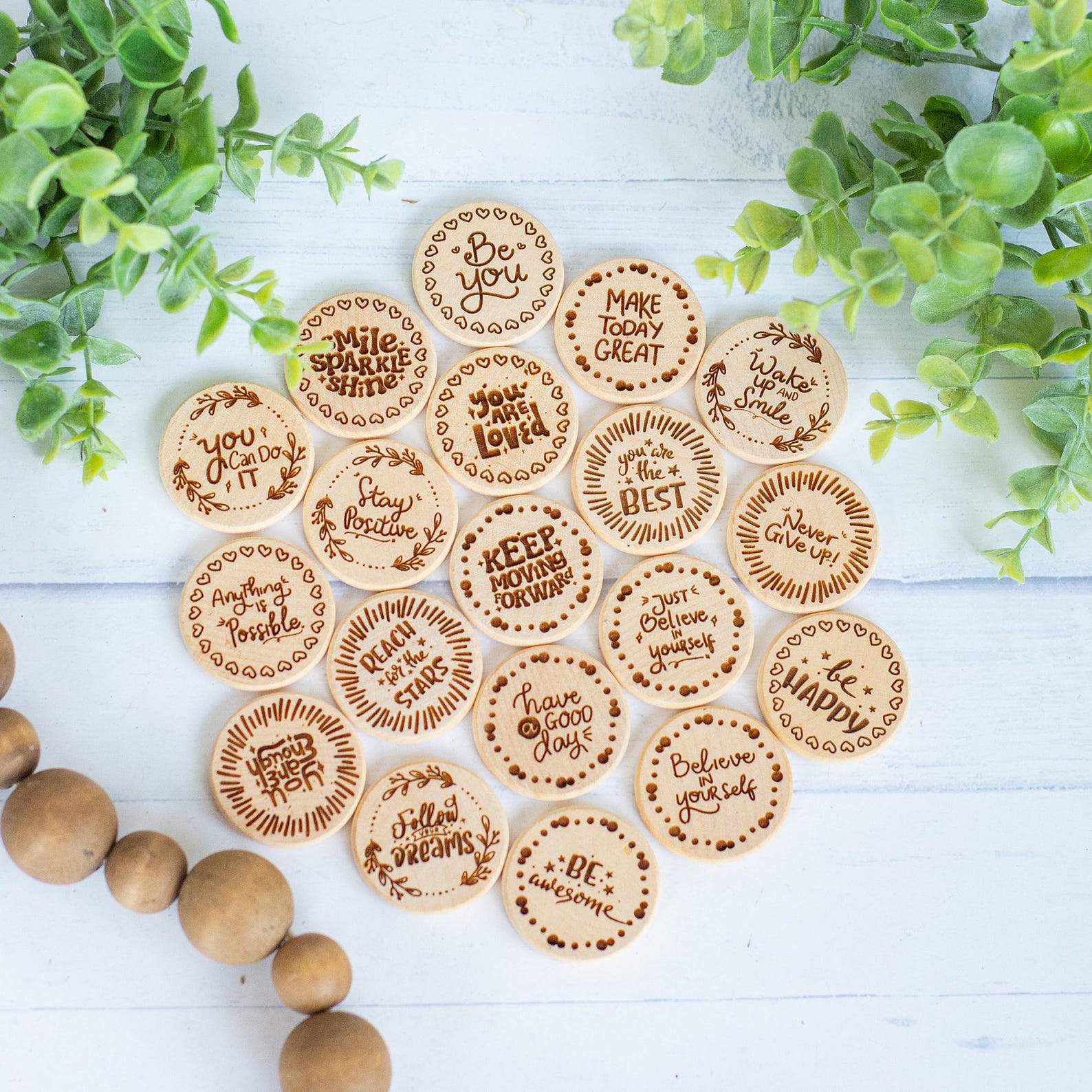 Wooden Affirmation Tokens: Pocket-sized Mindfulness Coins - Etsy