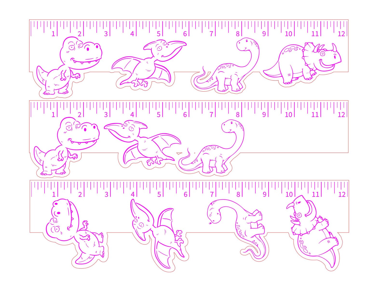 Dino Ruler Laser Cut SVG File - Etsy